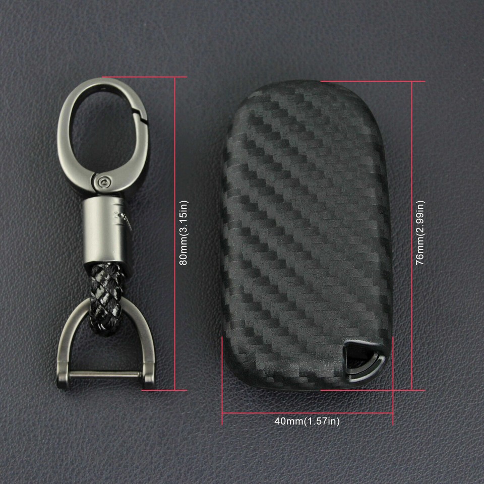 Carbon Fiber Key Fob Chain For Jeep Dodge Chrysler Accessories Cover ...