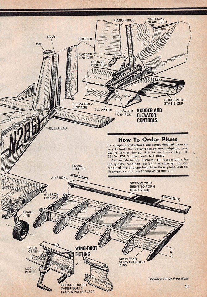 Teenie Two Schematics Small Airplane Design Plans 2 Page Vtg Magazine ...