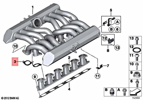Genuine BMW E65 E66 E67 RR1 RR1N Lower Inake Manifold Gasket OEM ...