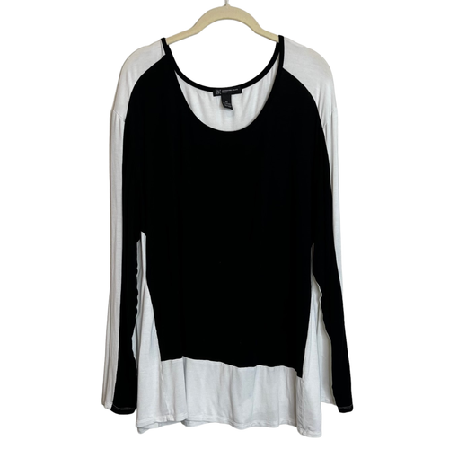 Inc Int'l Concepts Woman Tunic Tee Size 3X Black White Color Block Long ...