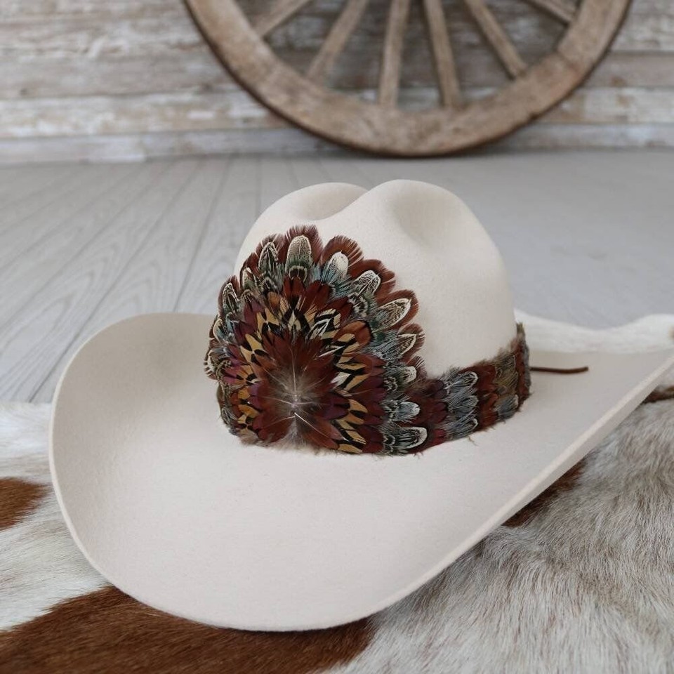 Crested Feather Hat Band for Western Cowboy Hats, Fits All Styles ...