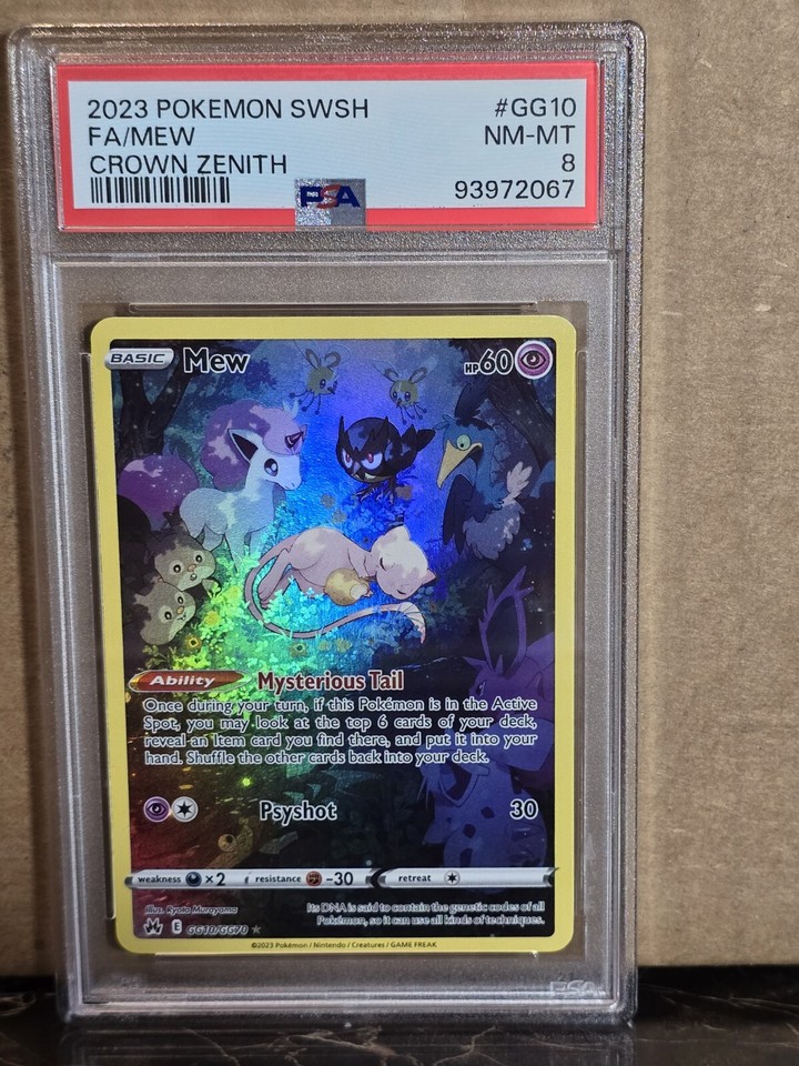 PSA 9 MINT Mew GG10 Crown Zenith Full Art Pokemon Card Galarian Gallery | eBay