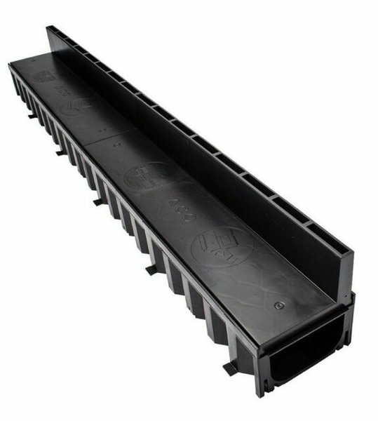 ACO HexDrain Brickslot Channel with Plastic Slotted Grating 1m - Black ...