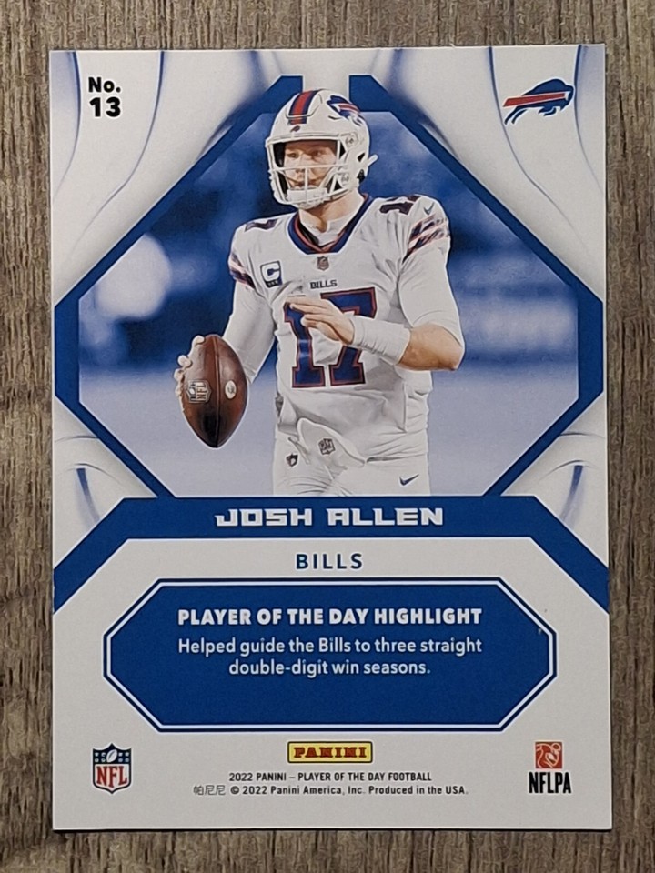 2022 Panini NFL Player of the Day Josh Allen Silver Holo Rainbow Foil ...