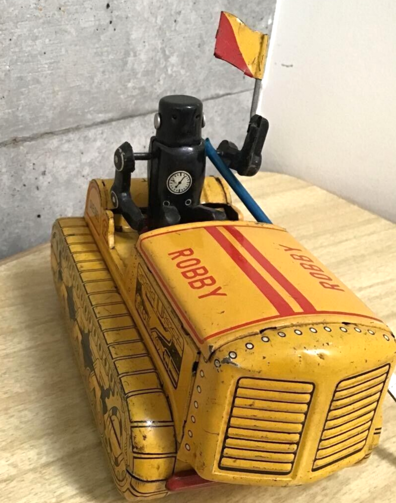 1958 Marusan Robby Robot Bulldozer Tin Toy Friction SAN RARE JAPAN | eBay