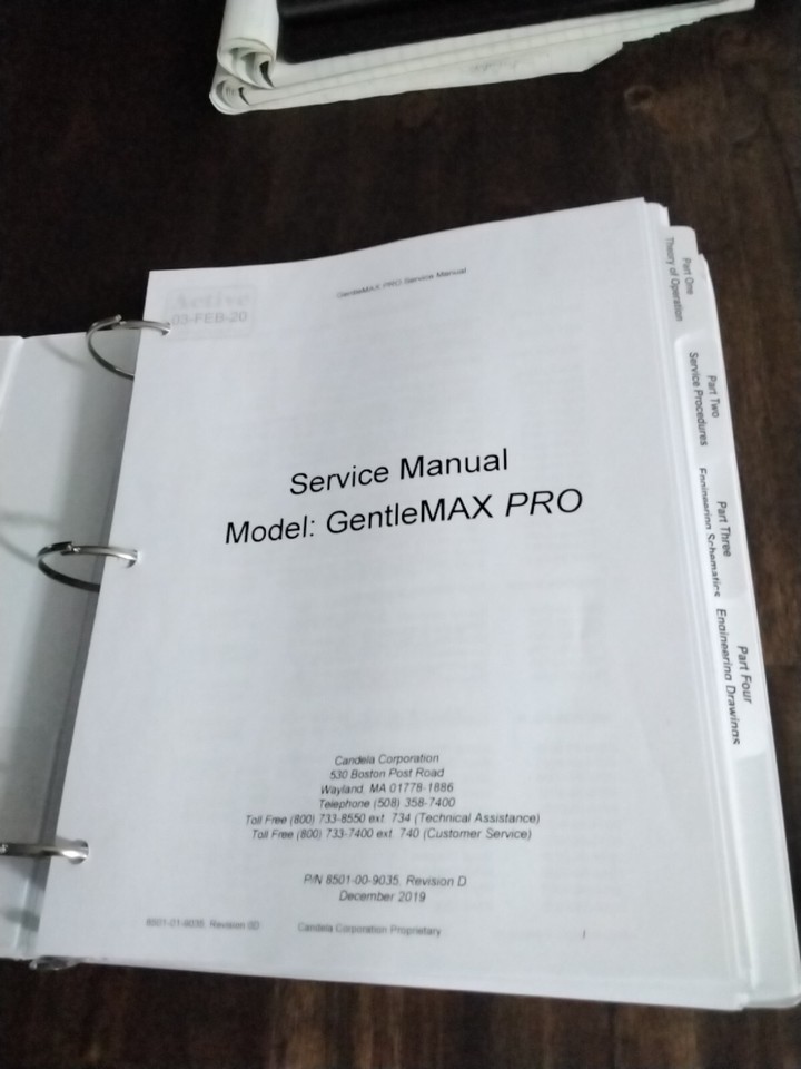 Candela GentleMax Pro Laser Service Manual 8501-00-9035 Revision D ...