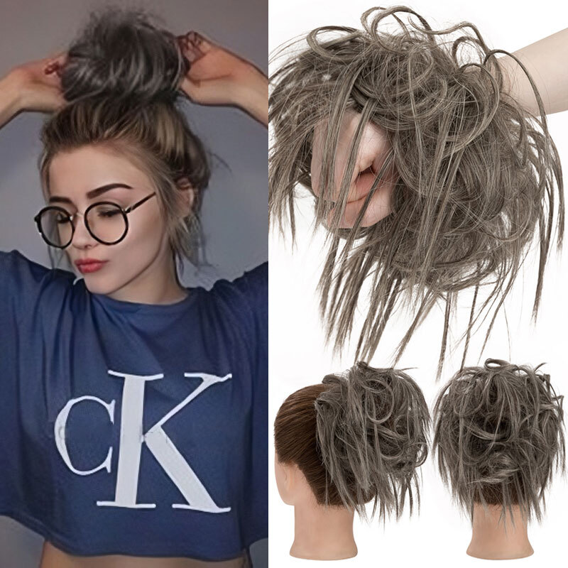Curly Messy Bun Scrunchie Hair Piece Updo Thick Hair Extensions Real As ...