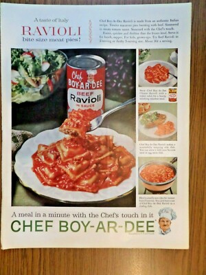 1961 Chef Boy Ar Dee Ad Beef Ravioli in Sauce | eBay