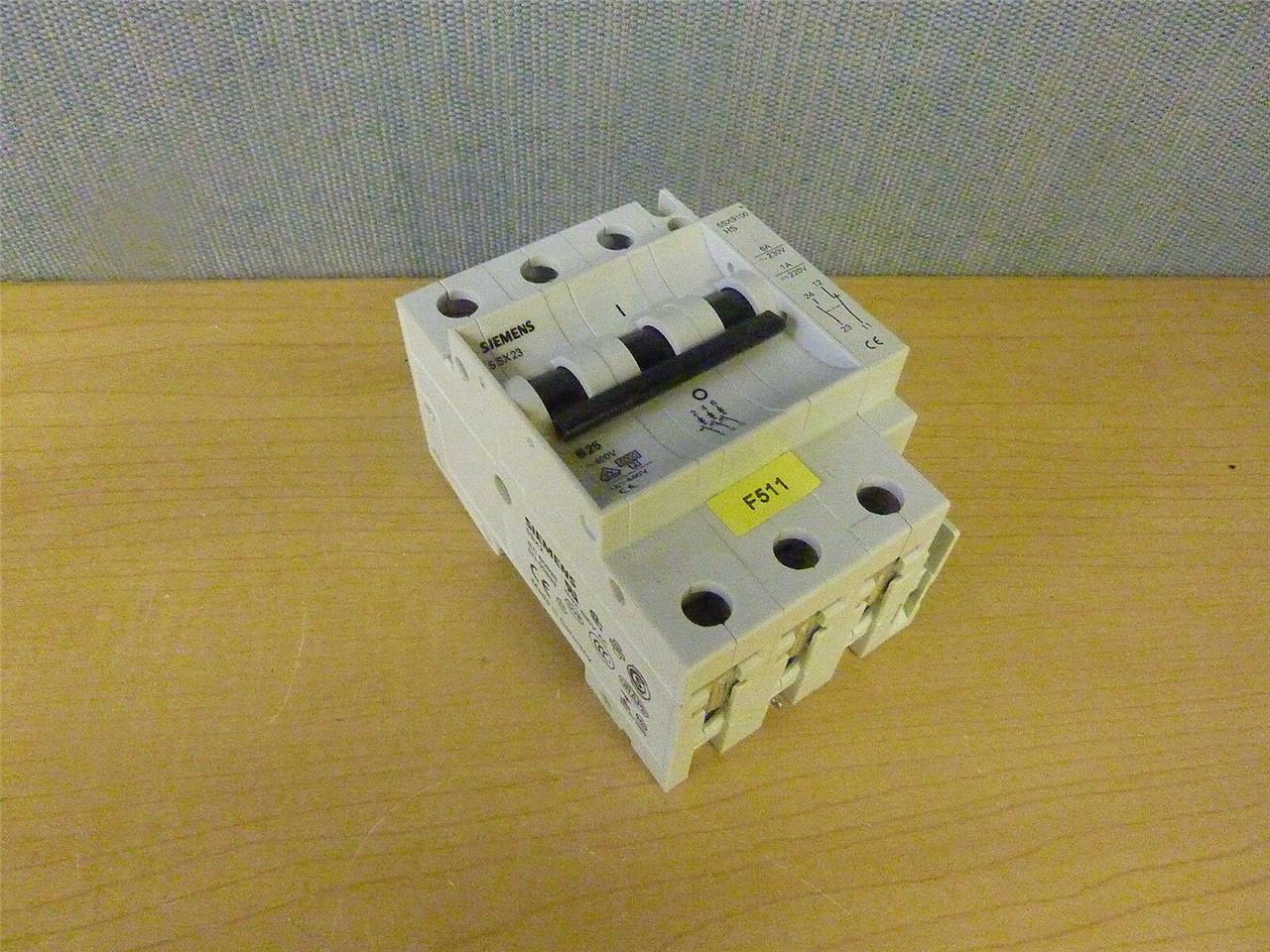 Siemens 5SX23 B25 Circuit Breaker 25A 3 Poles 400VAC with 5SX9100HS ...