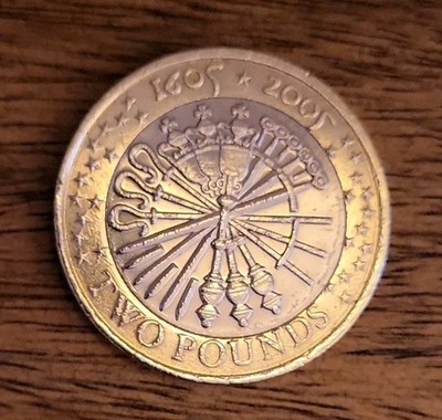 Gunpowder Plot £2 Two Pound Coin Guy Fawkes 1605-2005 (Very Good ...