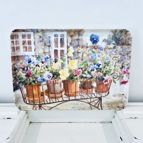 Vtg Melplus Melamine Tray R2S Italy Pansies Floral Bouquet Judy Buswell ...
