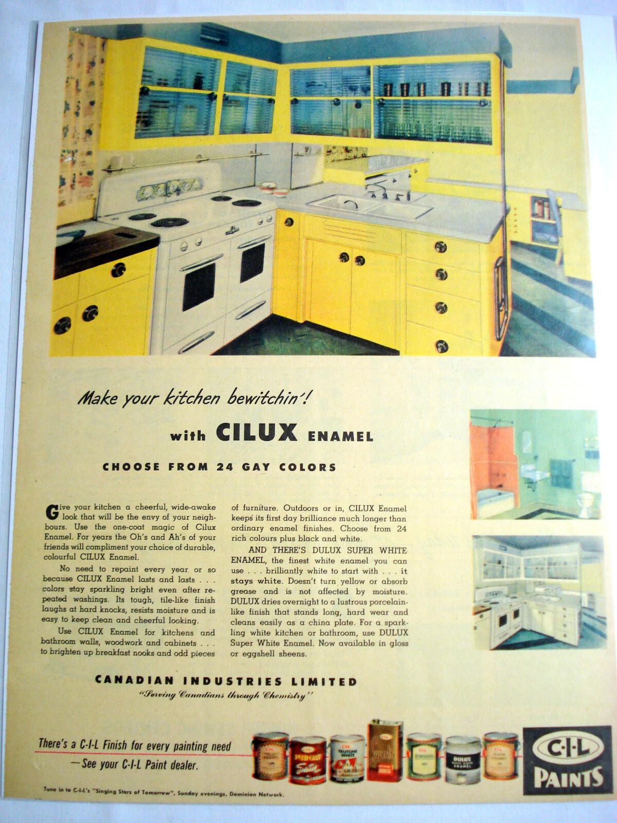 1953 Color Ad CILUX Enamel Make Your Kitchen Bewitchin! CIL Paints | eBay