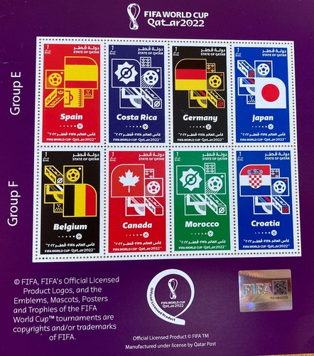 32x Briefmarke / Stamp FIFA World Cup 2022 KATAR - alle 32 Teams / 4 ...