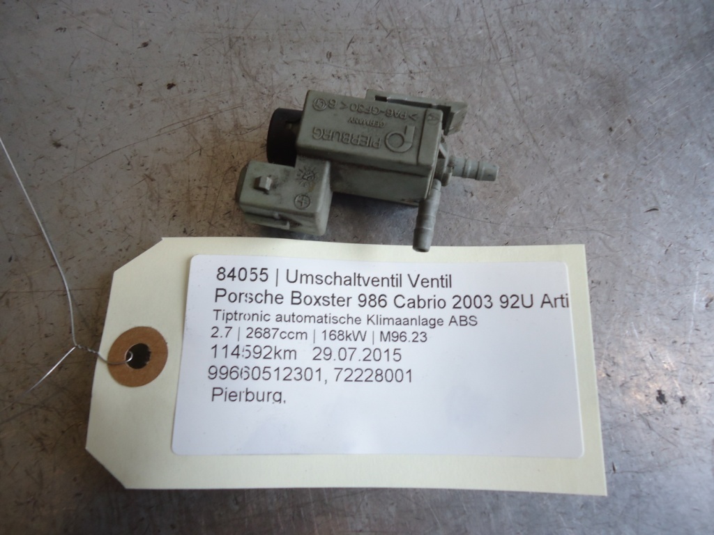 control valve solenoid Porsche Boxster 986 99660512301 2.7 168kW M96.23 ...