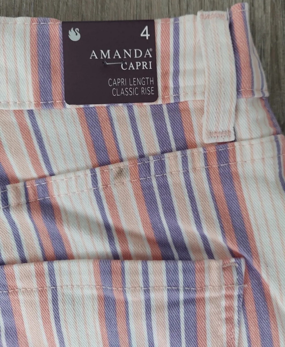 Gloria Vanderbilt Women's Bottoms Flex Stretch Amanda Striped Capri ...