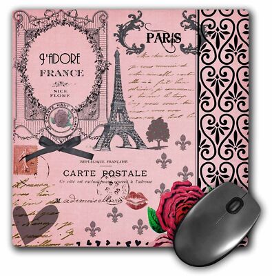 3dRose Stylish Vintage Pink Paris Collage Art - Eiffel Tower - Red Rose ...