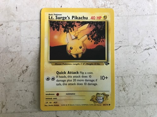 Poke’mon Lt. Surge’s Pikachu 40 HP. 84/132. Ungraded | eBay