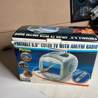 Coby Ctv-555 Portable 5.5” TV Color CRT Am/Fm Radio Gaming Remote AC/DC ...