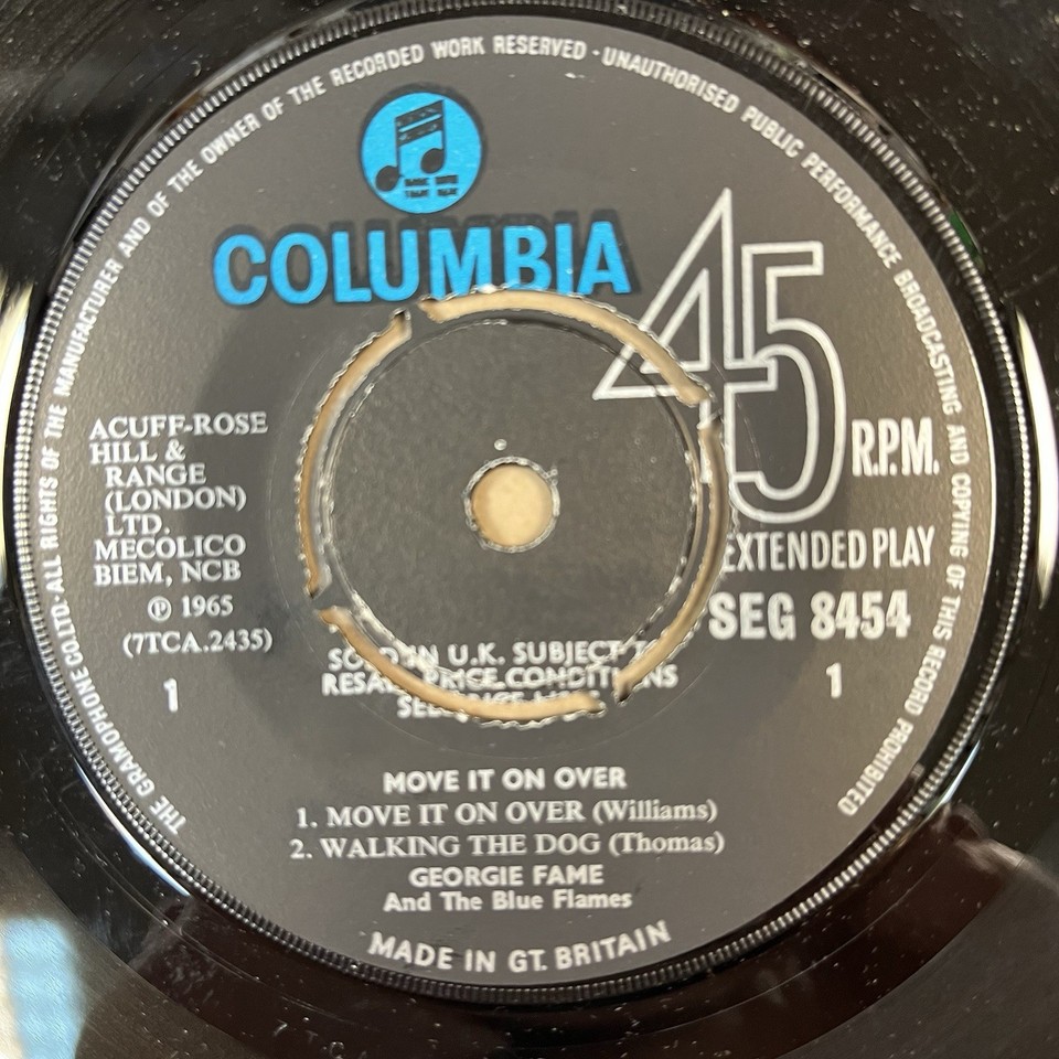Georgie Fame - Move It On Over - OG UK Columbia 7" 45 EP - Centre ...