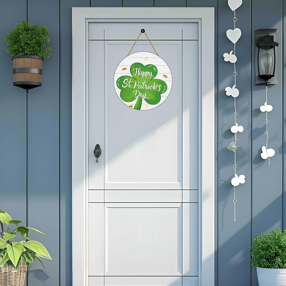 St Patricks Day Wreath Happy St Patricks Day Door Decorations Shamrock ...