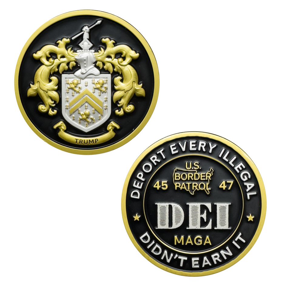 EL16-10 President Trump MAGA DEI Dog Challenge Coin Border Patrol 45 47 ...