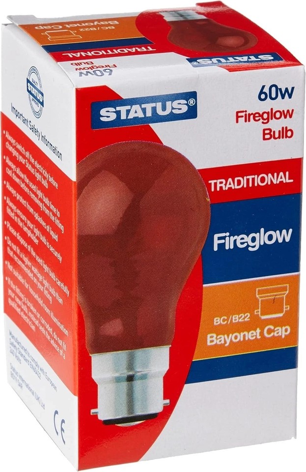 Status Incandescent GLS Fireglow Light Bulb 60W Large Bayonet Cap Pack ...