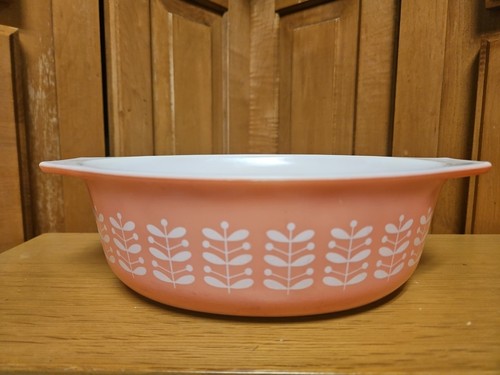 Pyrex 1.5 Qt Casserole Pink Stems 043 Vintage With Lid | eBay