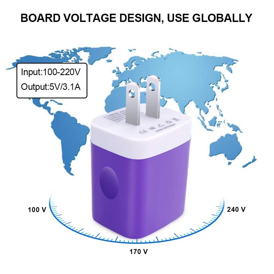 3 Port USB Wall Charger - Multi-Port USB Plug, 5V 3.1A Compatible with ...