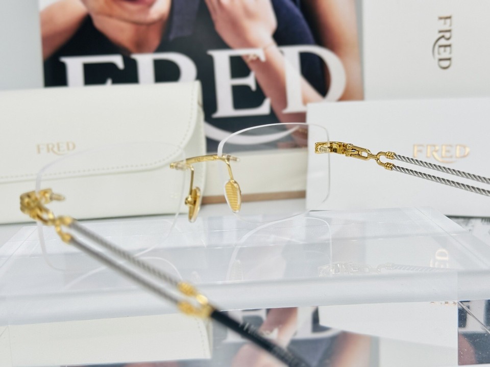 Fred Rimless Double Lenght Bicolor Gold Planted Ref. FG50047 100% ...