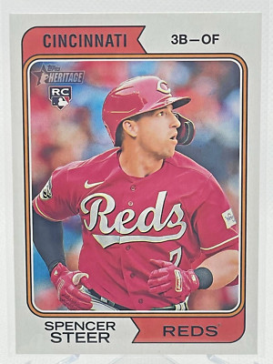 2023 Topps Heritage High Number SPENCER STEER Rookie SP Card #717 Reds ...