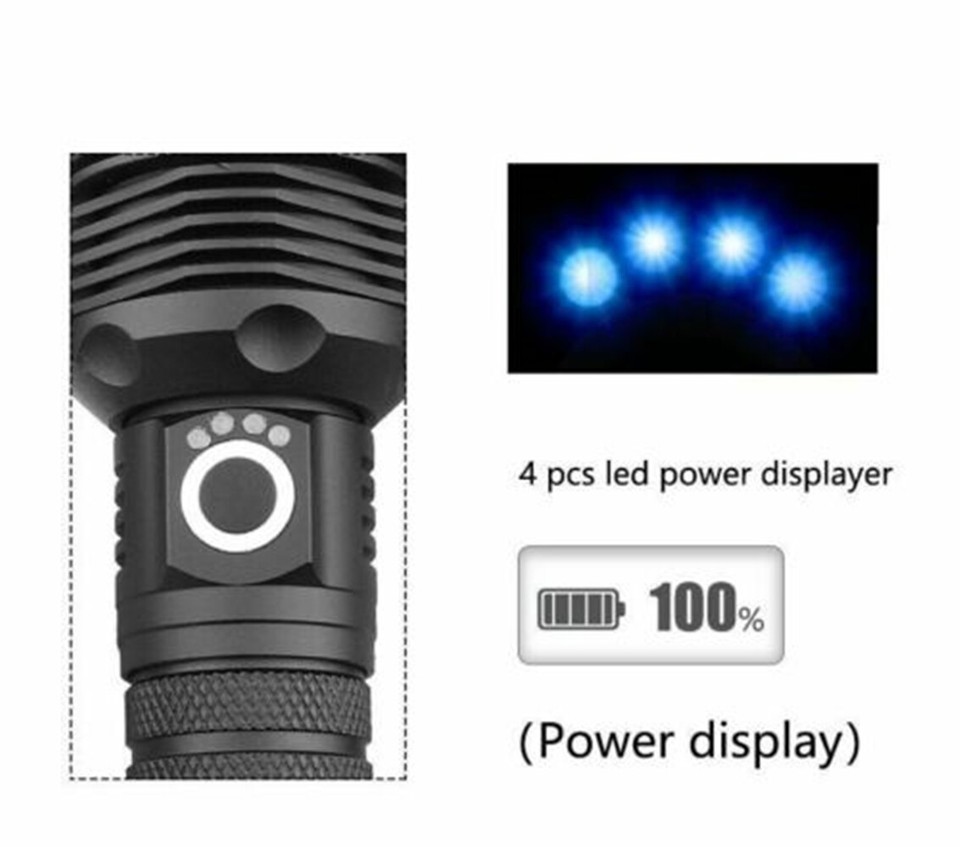 XHP90 Most Powerful 99000000LM LED Military Police Torch Rechargeable ...