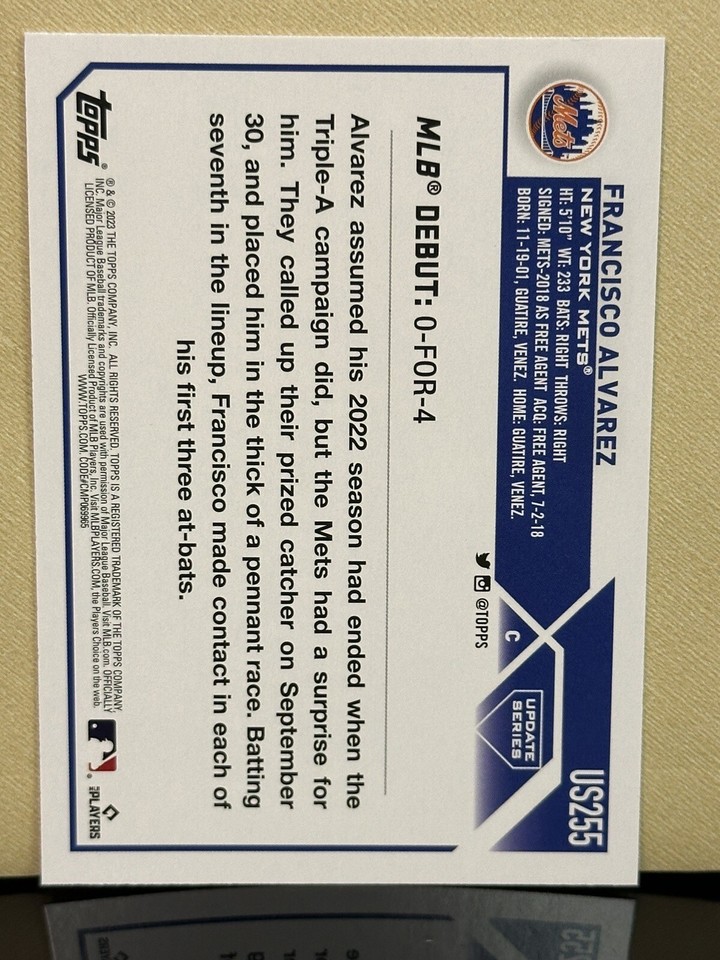 2023 Topps Update Super Box Companion Card Fransisco Alvarez Rookie SP ...