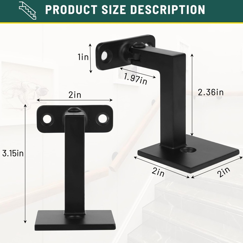 5 Pack SS304 Adjustable L-Shape Heavy Duty Wall Square Handrail ...