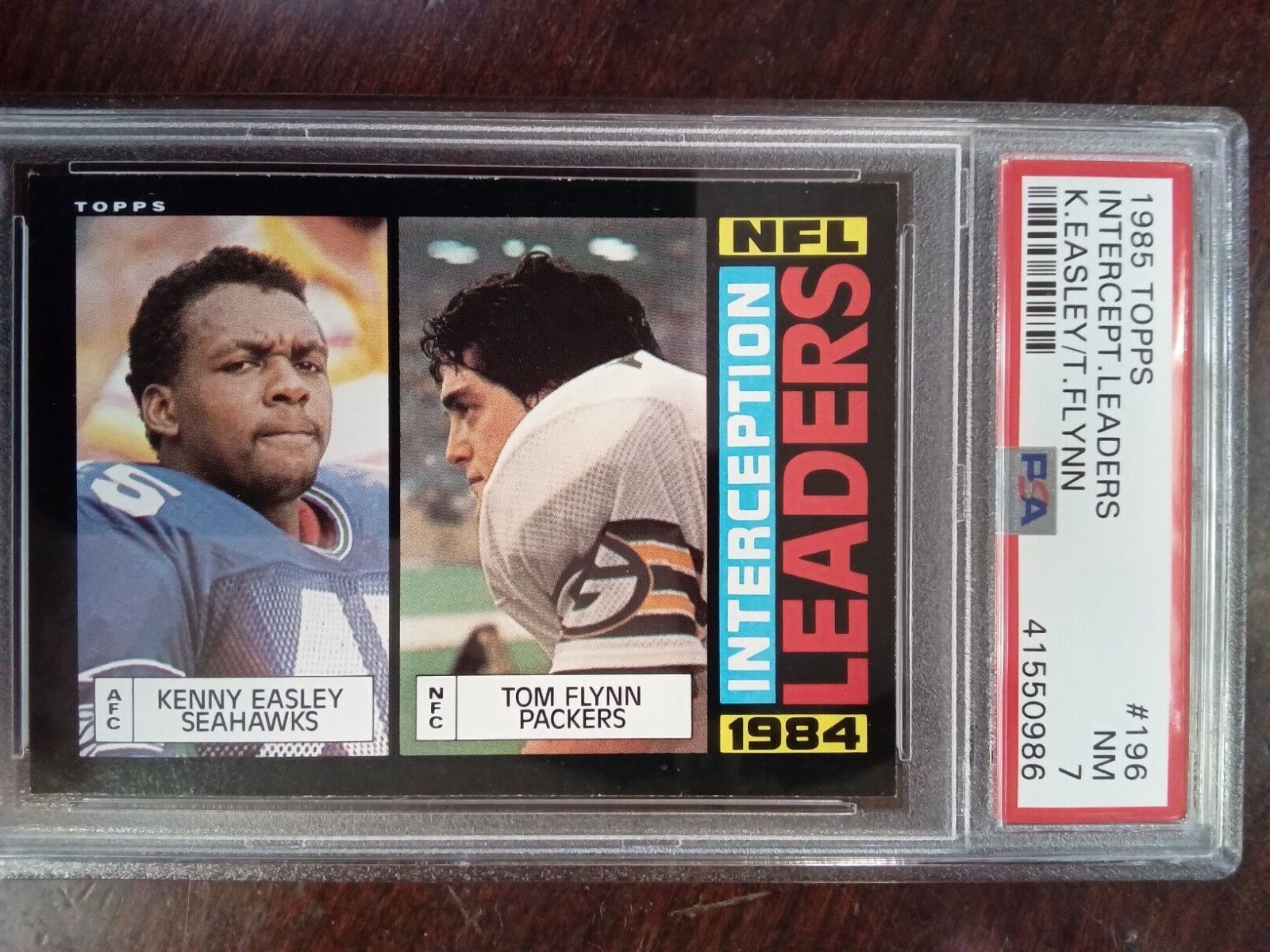 1985 Topps Football #196 Interception Leaders NM PSA 7 Easley and Flynn ...