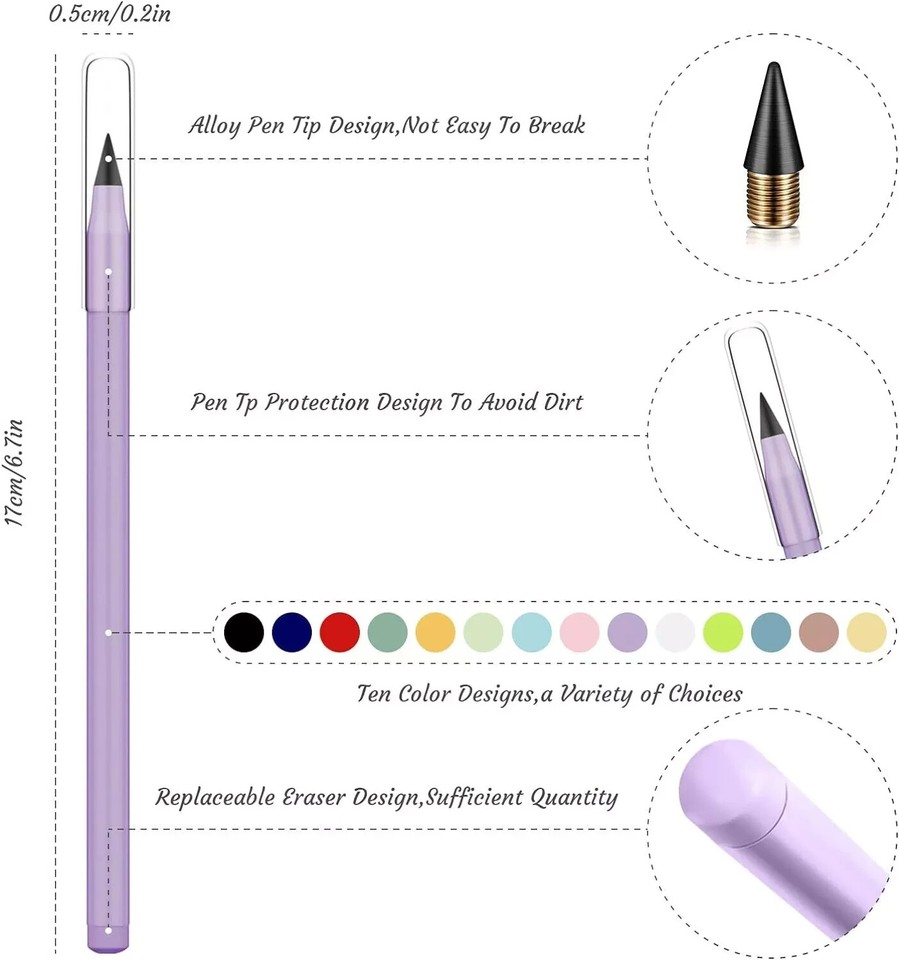 Inkless Magic Pencils, Eternal Pencil with Eraser, Reusable Pencil for ...