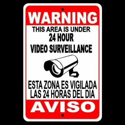 CCTV Security Audio Video Surveillance Camera 8" x 12"Sign English ...
