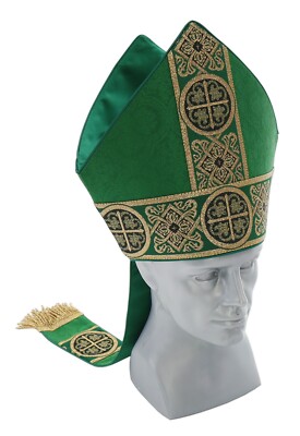 Green Bishop's Miter Mitre Vestment Mitra Verde M202Z25 | eBay