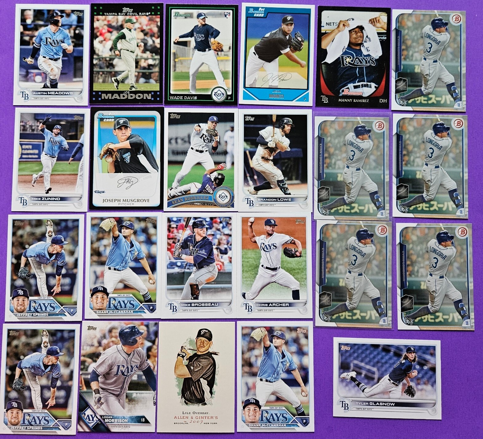 Lot Of 25 Tampa Bay Rays Baseball Cards With Rookies Serial Numbered BJ ...