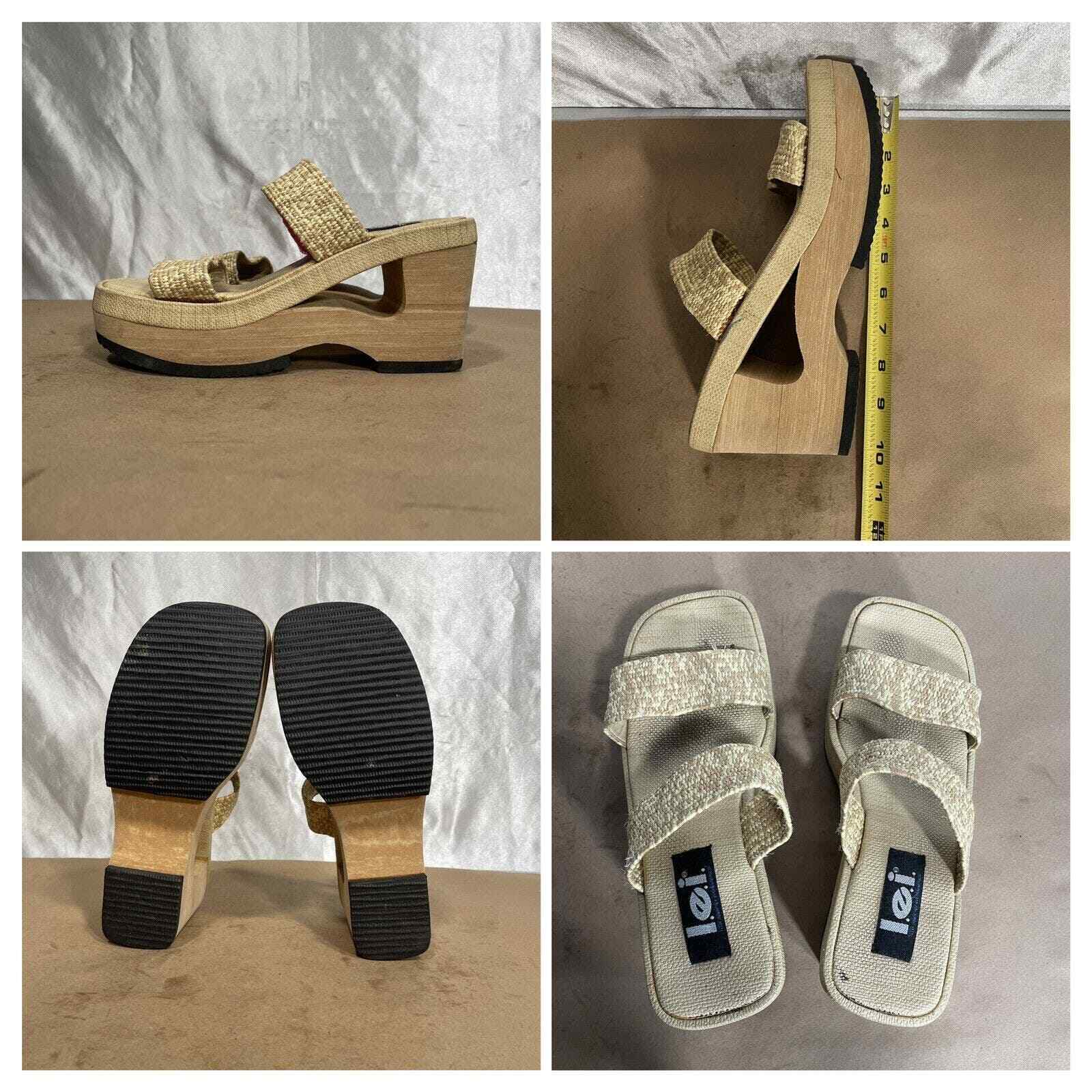 Vintage Y2K LEI Tan Platform Wedge Sandals Women’s Si… - Gem