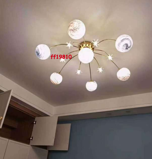 Modern Sky Galaxy Flush Mount Chandelier Gold Star Glass Globe Ceiling ...