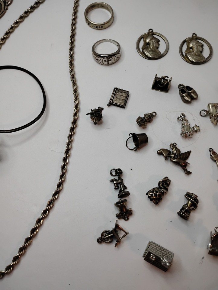 Sterling Silver Scrap Lot Wear Solid NO Stones! Melt Charms Spoon Etc ...