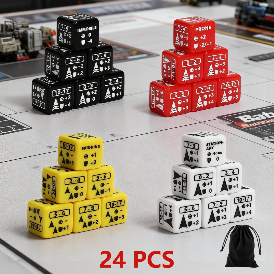 24 PCS Battletech Stats Modifier Dice Full Dice Bundle: Movement Heat ...