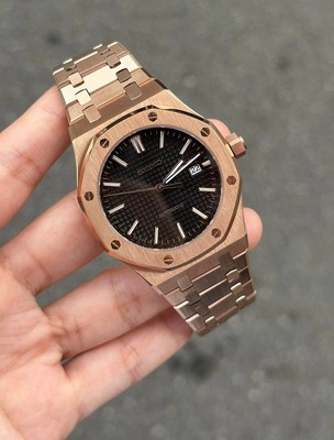 Seikmod Royal Style Rose Gold Black Dial NH35 Aut Sapphire Full Steel ...