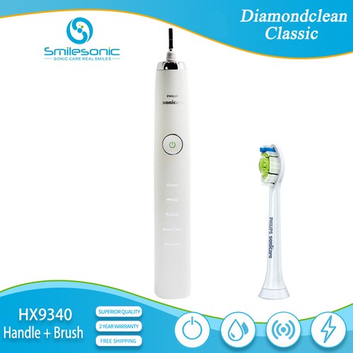 Philips Sonicare DiamondClean HX9340 Toothbrush Handle+Brush White No ...