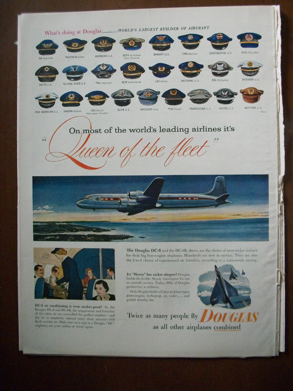 VTG 1953 Original Magazine Ad DOUGLAS Aviation Queen of The Fleet | eBay