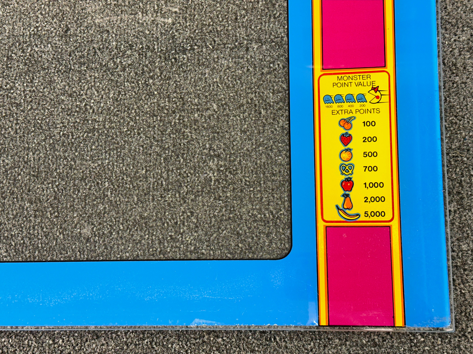 Midway Ms. Pac-Man Pacman Arcade Video Game Bezel Silk Screened ...