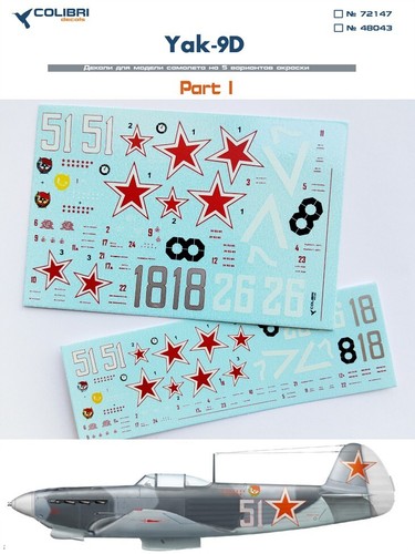 1:72 Decal Yakovlev Yak-9D - part I (for Zvezda 7313) - Colibri 72147 ...