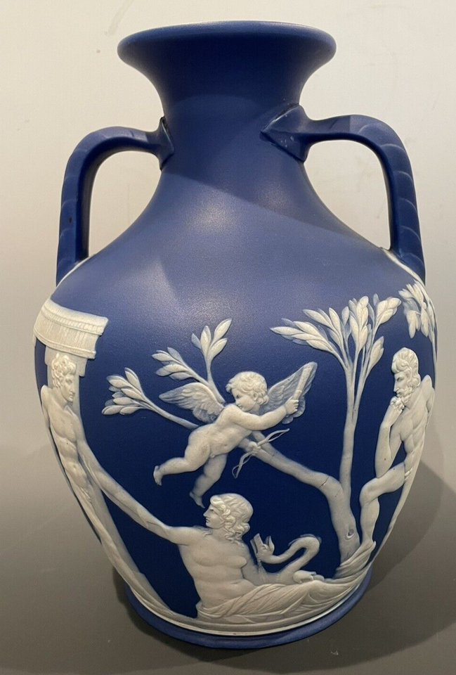 Antique Wedgwood Cobalt Blue Portland Vase 10.5" full size phrygian cap ...