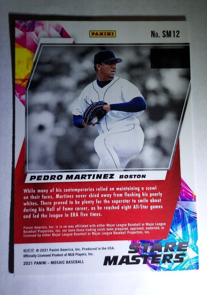 2021 Panini Mosaic Baseball Pedro Martinez Stare Masters #SM12 Boston ...