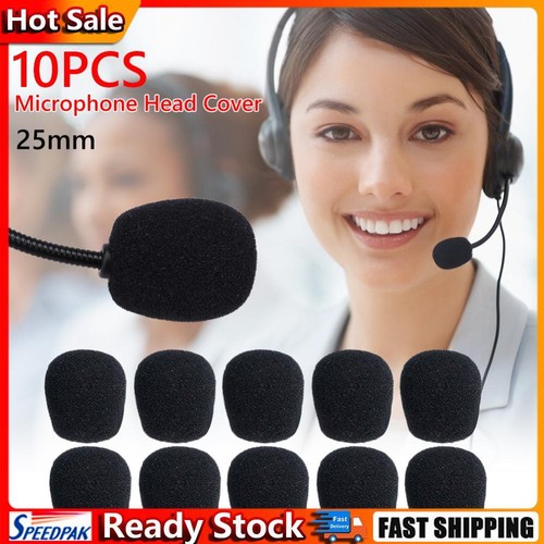 10pcs 25mm Soft Elastic Sponge Microphone Head Cover for Headset Sleeve ...